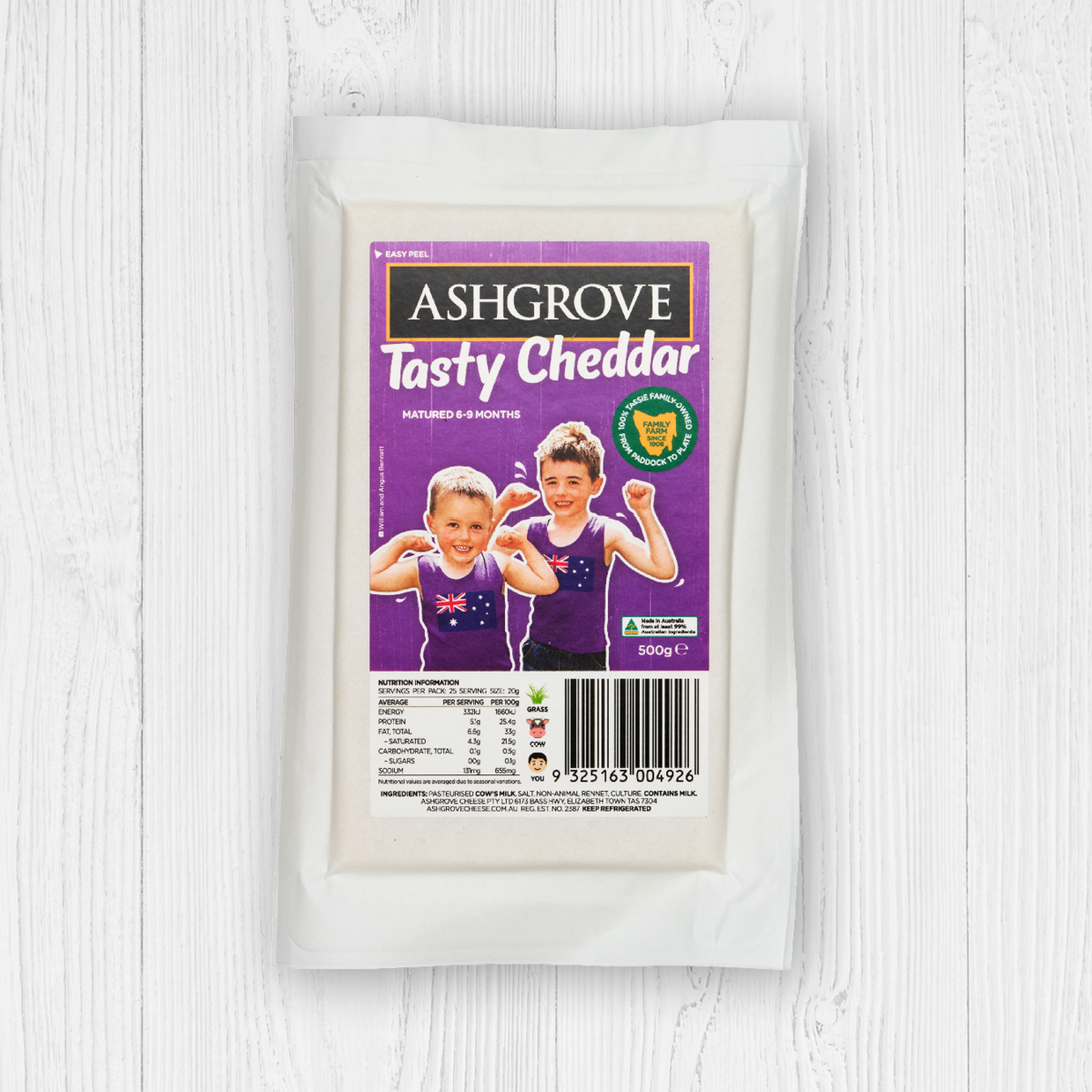 Tasty Cheddar Family-Block 500g – Ashgrove Cheese